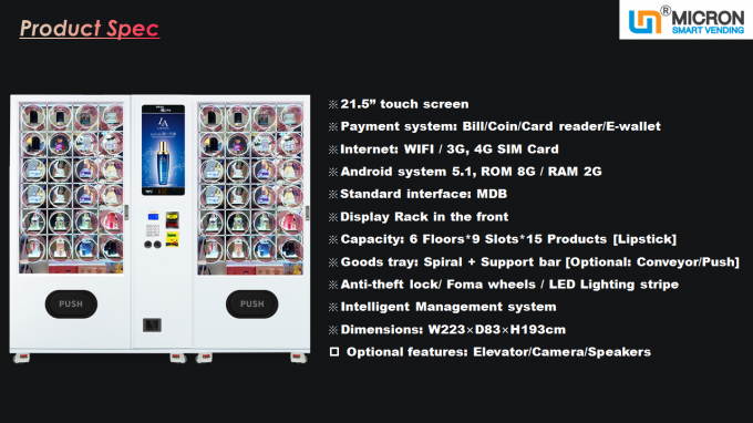 22 Inch Touch Screen Light Jewellery Vending Machine With Showroom