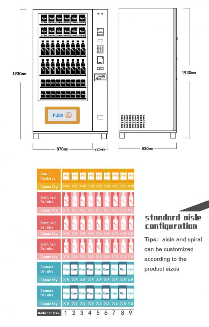 Automatic Drink Snack Food Vending Machines With Infrared Sensor,Hotel ...