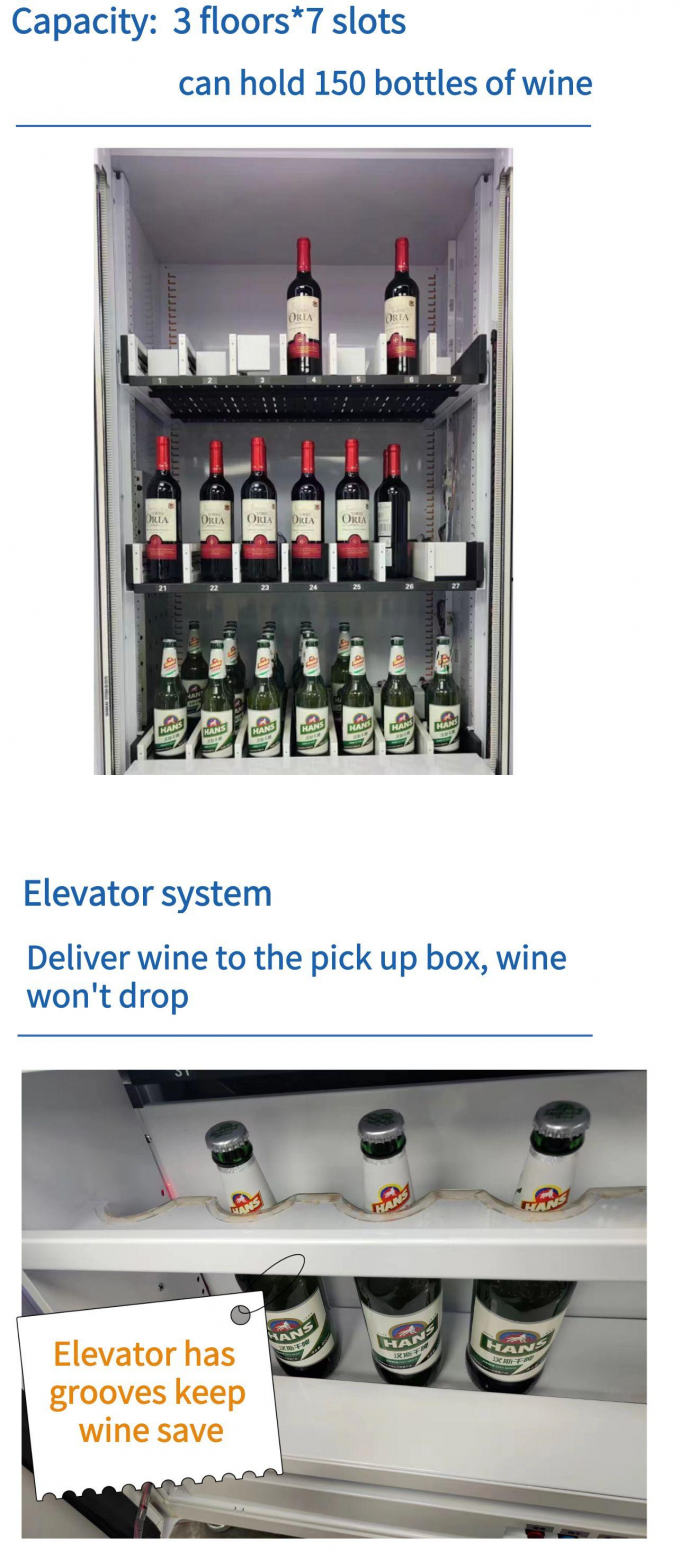 Glass Bottle Vending Machine With Elevator To Sell Red Wine champagne ...
