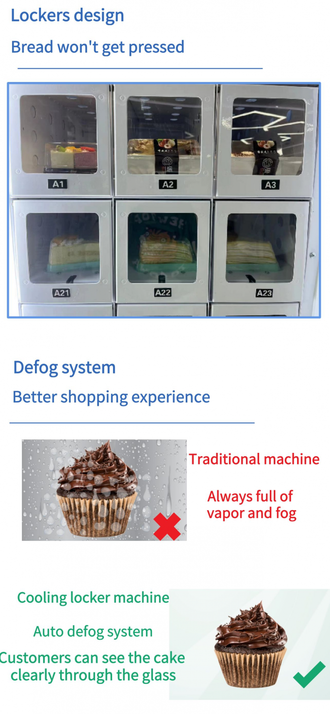 220V Food Bread Cup cake Vending Machine With Cooling System Keep Fresh ...