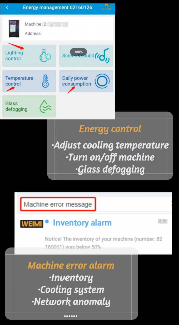 Customized Snack Drink Vending Machine With Elevator Direct Push And ...