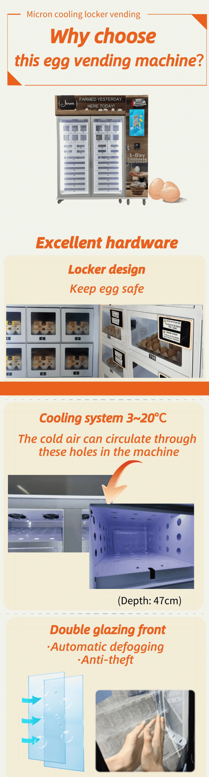 Customized 22 inch Touchscreen Egg Vending Machine with Card Reader for ...