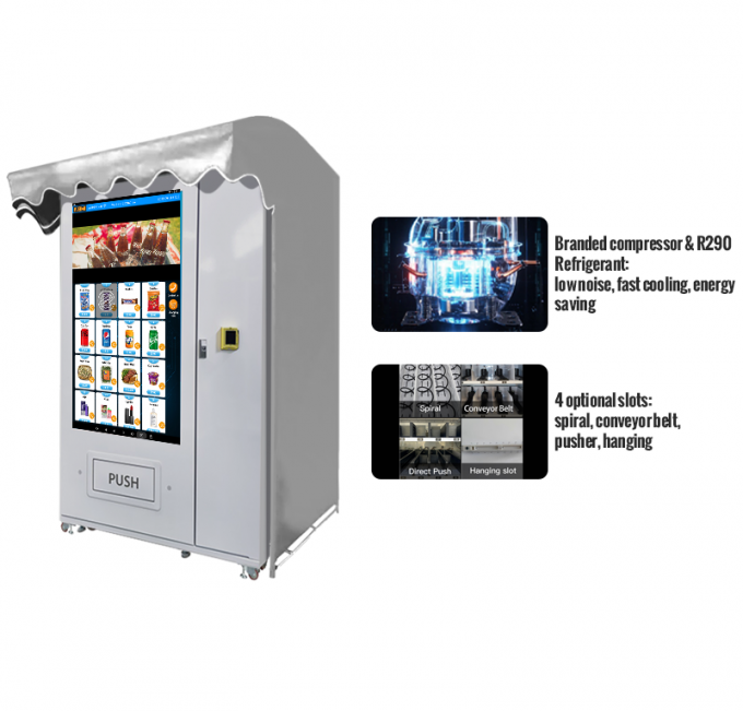 Big Touch Screen Outdoor Snack Drink Vending Machine With Awning Rain ...