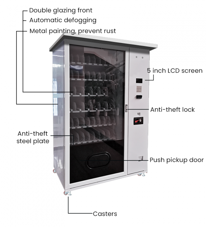 High Security Outdoor Shelter Vending Machine With Keyboard For Food ...