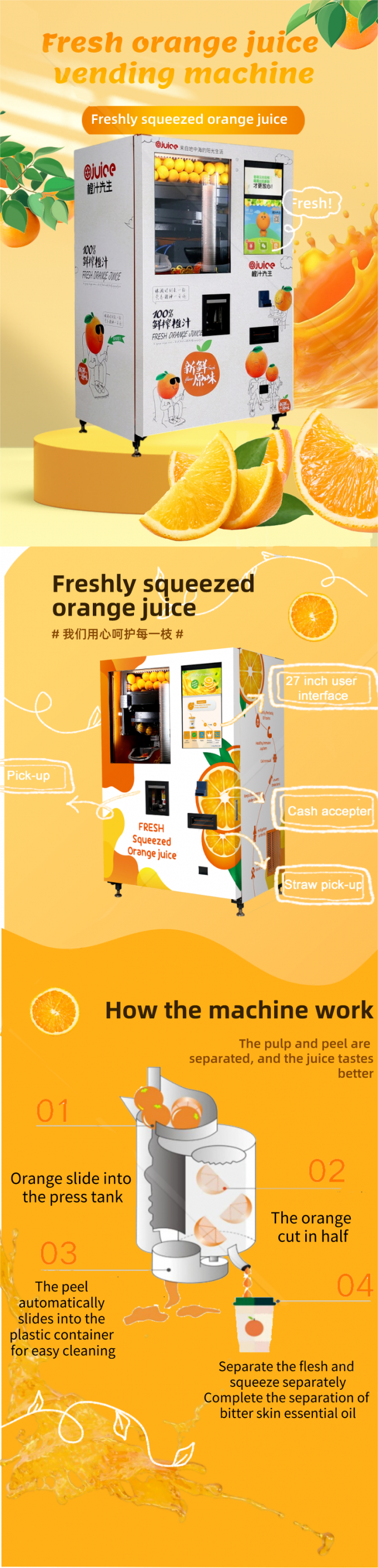 Nature Freshly Squeezed 100% Orange Juice Vending Machine With ...