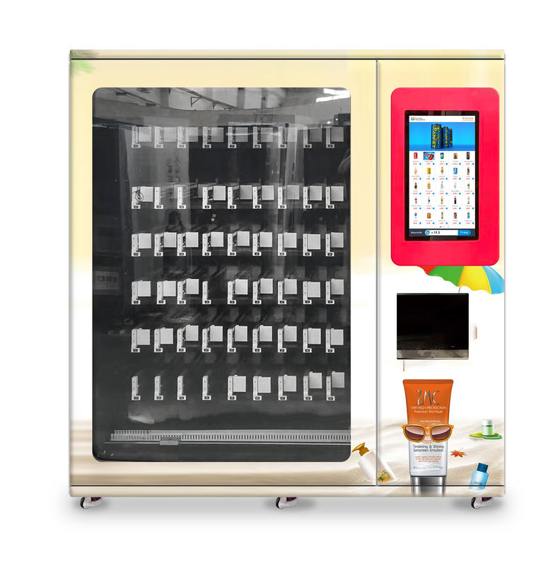 sunscreen vending machine with x-y axis elevator and adjustable channel ...