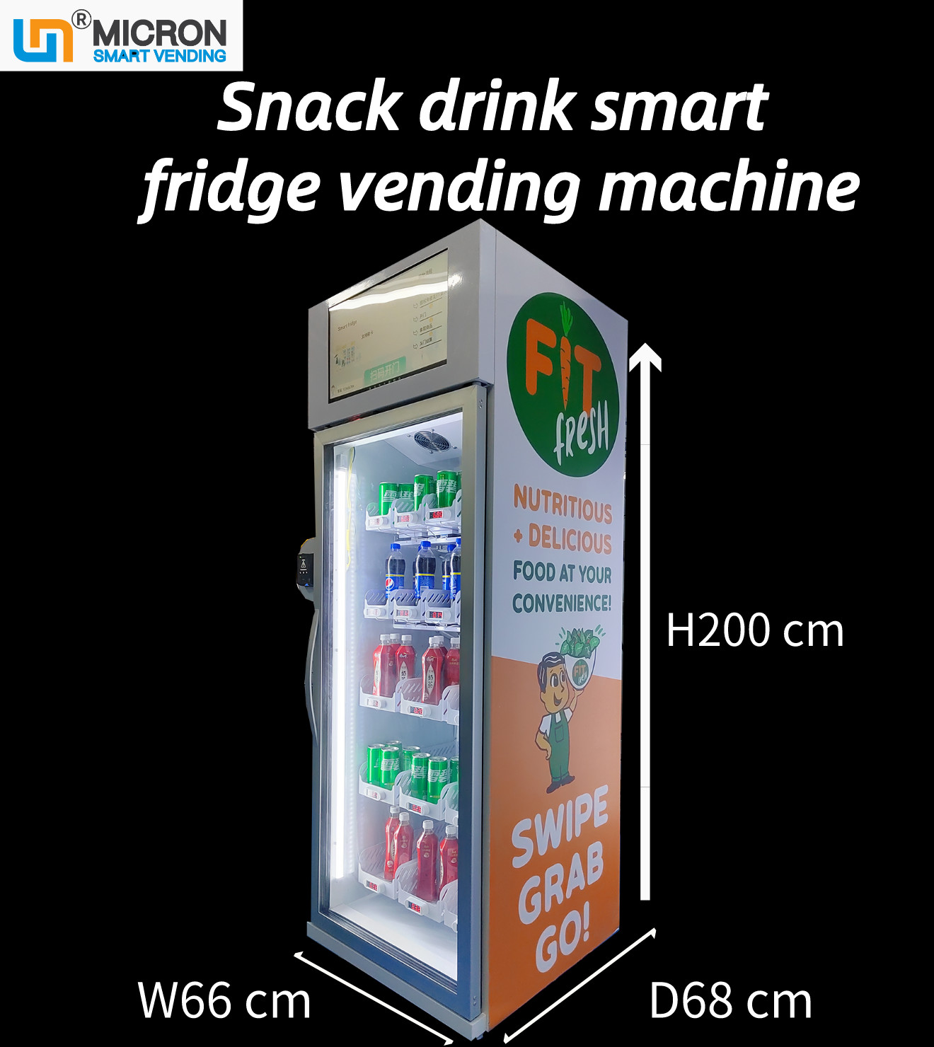 240V Smart Fridge Vending Machine Glass Bottle Cold Drink Grab N Go Fridge