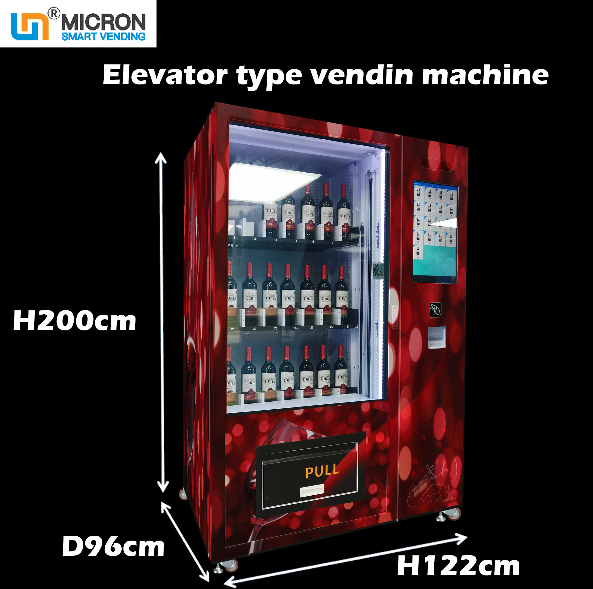 Glass Bottle Vending Machine With Elevator To Sell Red Wine champagne ...