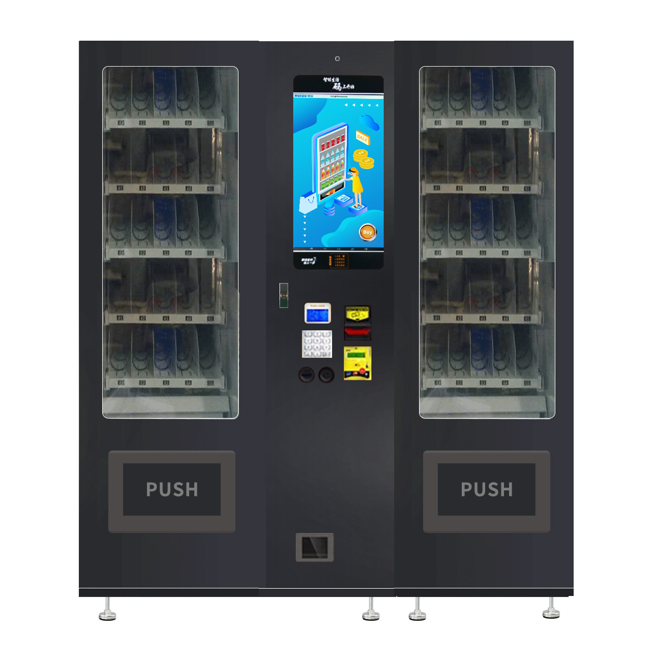 LED Lighting Snack Drink Vending Machine Combo With 22 Inches Touch Screen