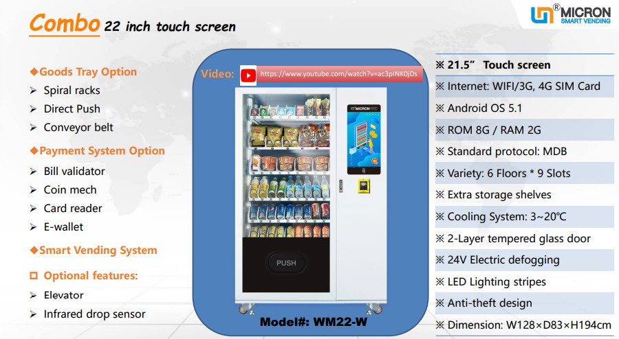 MDB Fruit Vending Machine 3-20°C Adjustable Temperature Micron Smart ...