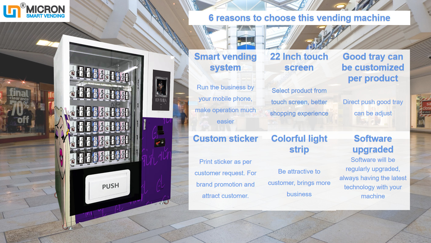 Eyelashes Cosmetics Vending Machine With 22 Inch Touch Screen Micron