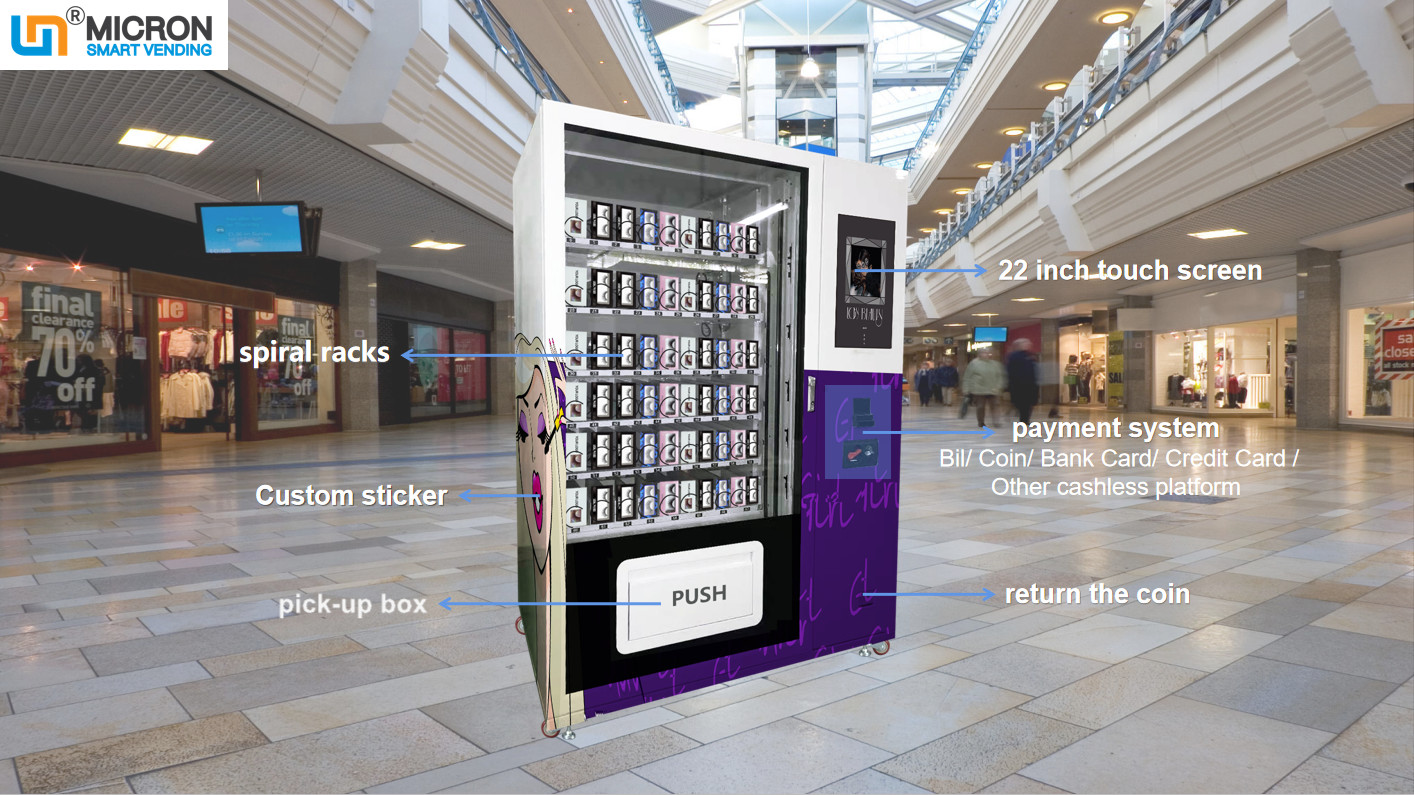 Eyelashes Cosmetics Vending Machine With 22 Inch Touch Screen Micron